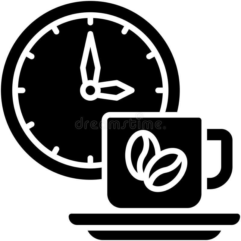 Clock and Coffee Cup Icon, Coffee Shop Related Vector Stock Vector ...