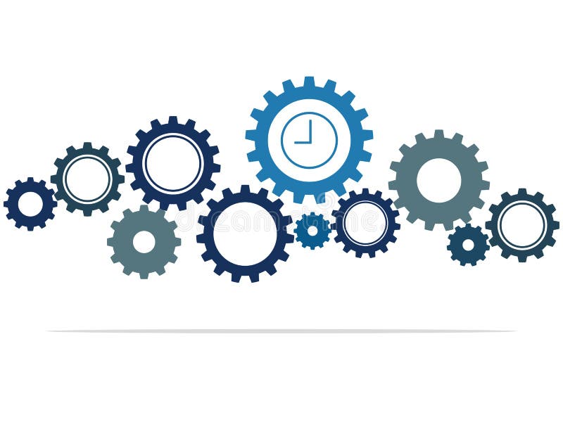 Clock and Cog. Concept of the Mechanism of Time. Vector Illustration ...