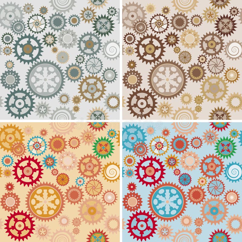 Clock cogwheel pattern set stock vector. Illustration of engineering ...