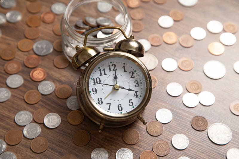 Clock and Coins. Business Concept Stock Photo - Image of economic, fund ...