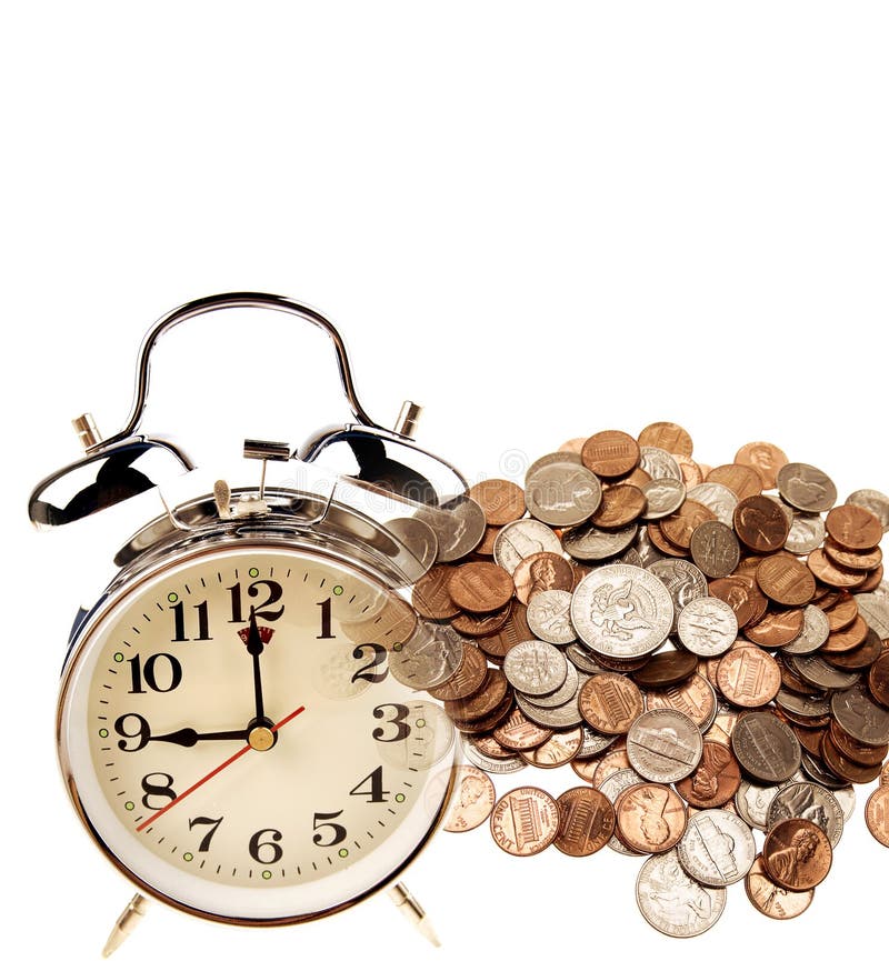 Time is Money, Deposit and Inflation Concept. Stack of Gold Coins with ...