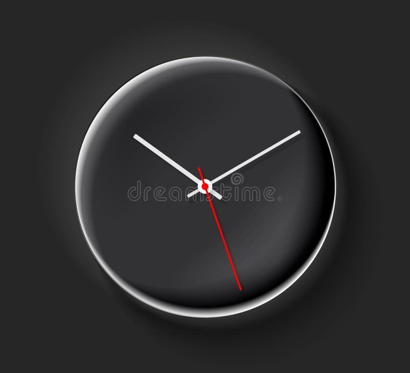 Simple Dark Creative Clock in Realistic Flat Style, with Arrow and ...