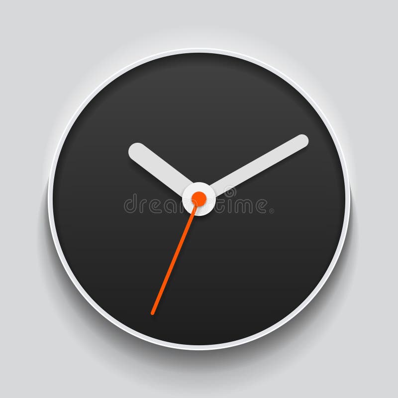 Creative Black Clock in Realistic Flat Style, with Arrow. Simple Watch ...
