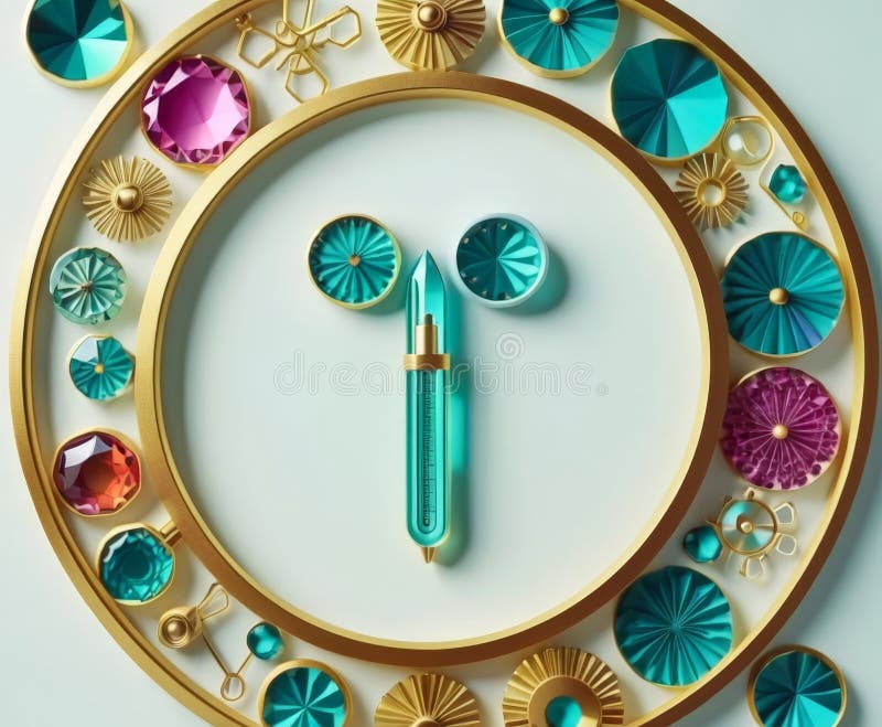 Clock with Colorful Jewels and Stock Illustration - Illustration of ...