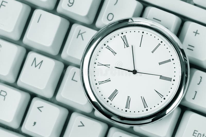 Clock and Computer Keyboard Stock Image - Image of computer, business ...