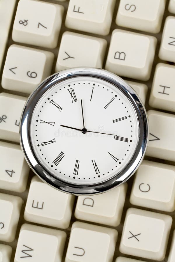 Clock and Computer Keyboard Stock Photo - Image of keyboard, remind ...