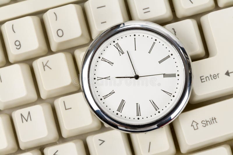 Clock and Computer Keyboard Stock Photo - Image of urgency, internet ...