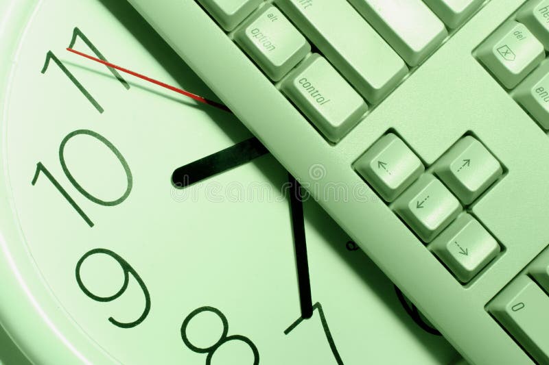 Clock and Computer Keyboard Stock Image - Image of blank, notepad: 26056857