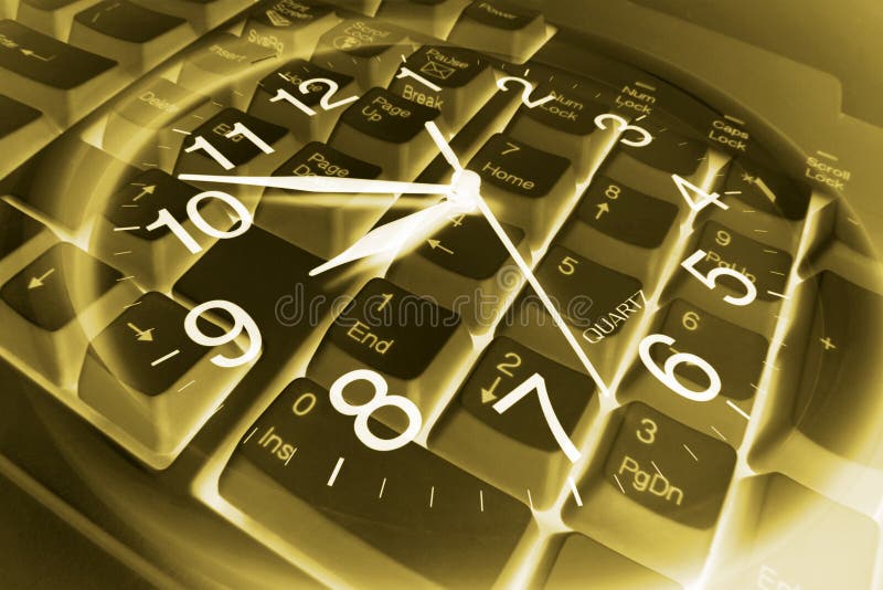 Clock and Computer Keyboard Stock Photo - Image of time, closeup: 6606352