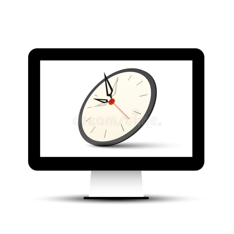 Clock on Computer Screen Vector Symbol Stock Vector - Illustration of ...