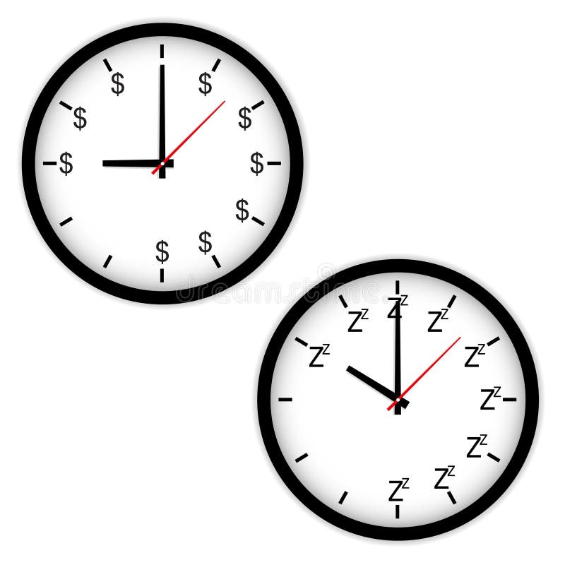 The Clock Concept with Time To Work and Sleep Stock Vector ...
