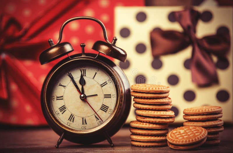 Clock and cookie stock photo. Image of classic, alarmclock - 36952428