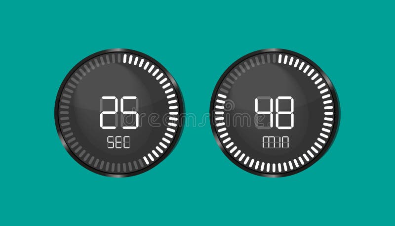 Clock Countdown, Clock Timer Second and Minute - Vector Illustrations ...