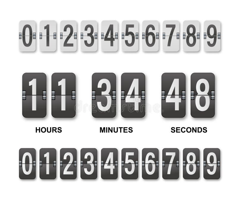 Clock Countdown Display. Set Numbers Flip Watch Stock Vector ...