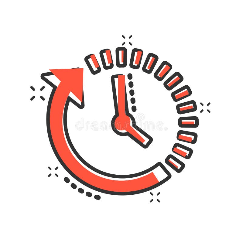 Clock Countdown Icon in Comic Style. Time Chronometer Vector Cartoon ...