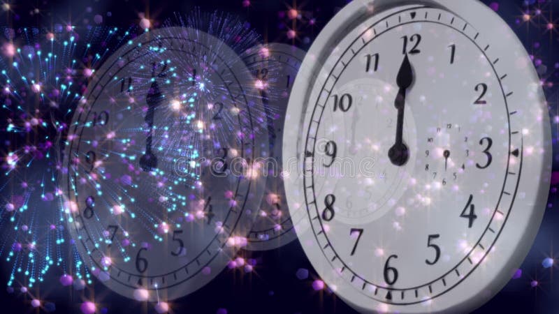 Clock Counting Down To Midnight with Fireworks Stock Footage - Video of ...