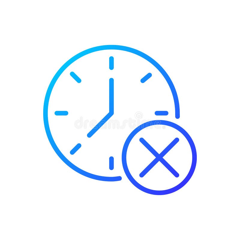 Clock with Cross Mark Pixel Perfect Gradient Linear Vector Icon Stock ...