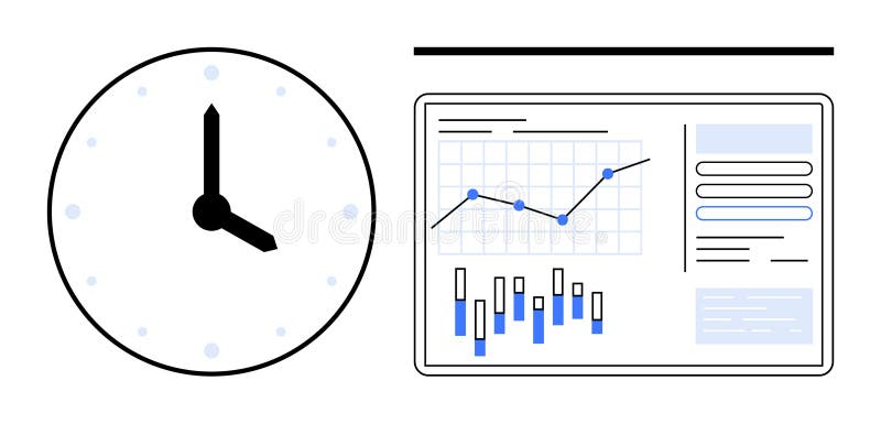 Clock and Data Analytics Dashboard Symbolizing Time Management and ...