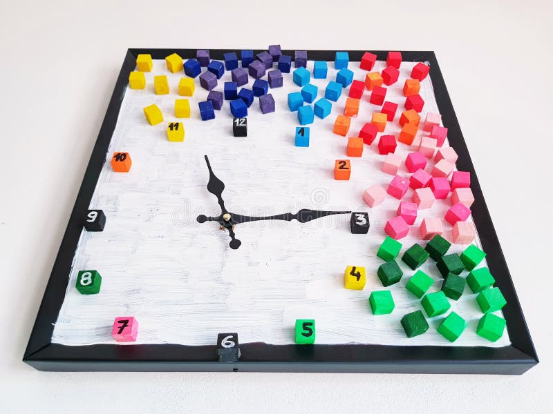 Clock Decorated with Colored Cubes Stock Image - Image of recreation ...