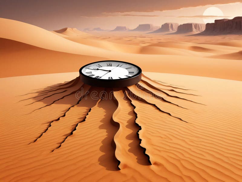 A Clock in the Desert with a Desert Background. Generative AI Stock ...