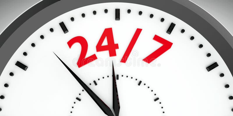 Clock dial 24/7 #3 stock illustration. Illustration of round - 113786300