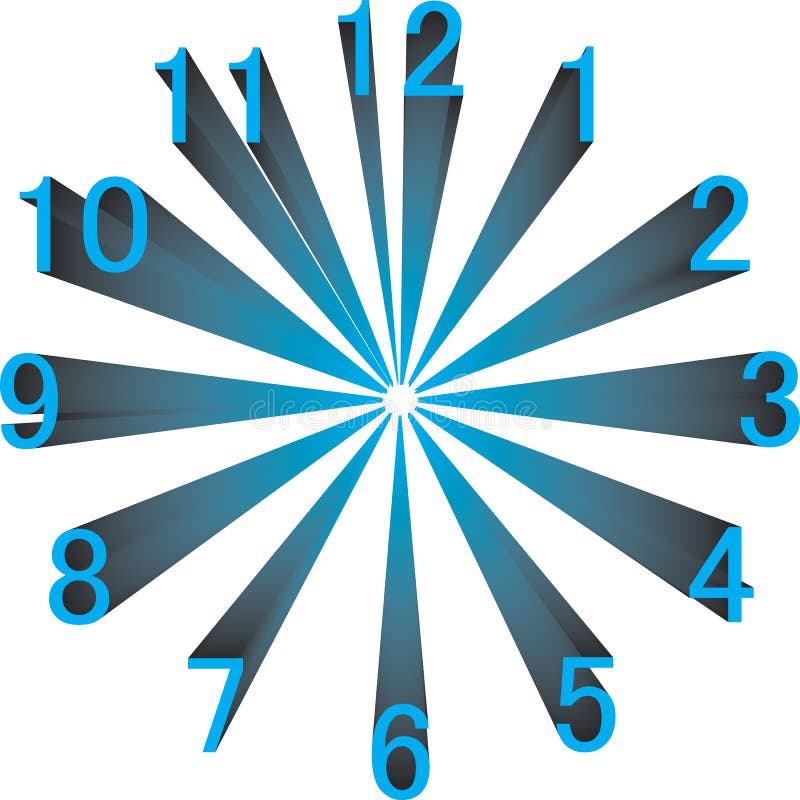 Clock Dial Big Numbers Black Rectangle Signs Pointing Negative Space ...