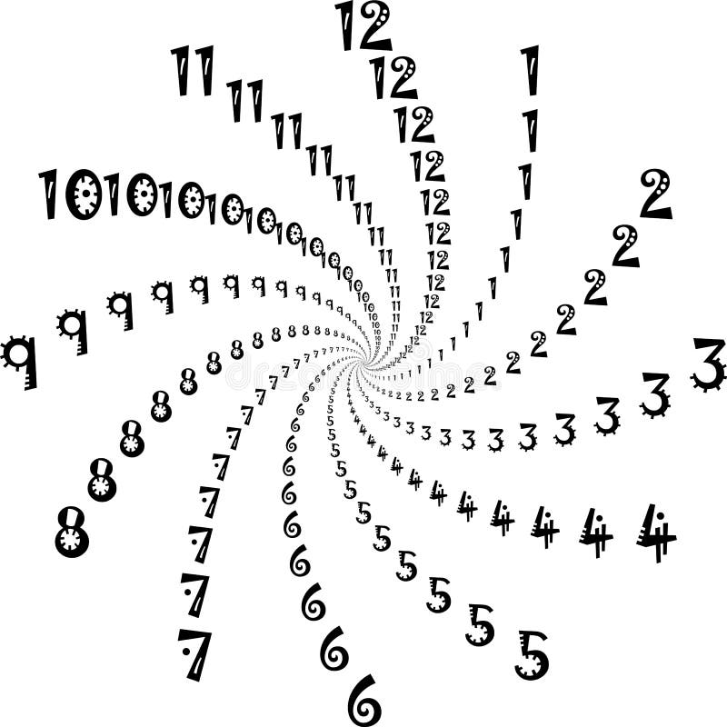 Clock Dial Interesting Numbers for the Hours Swirling on Transparent ...