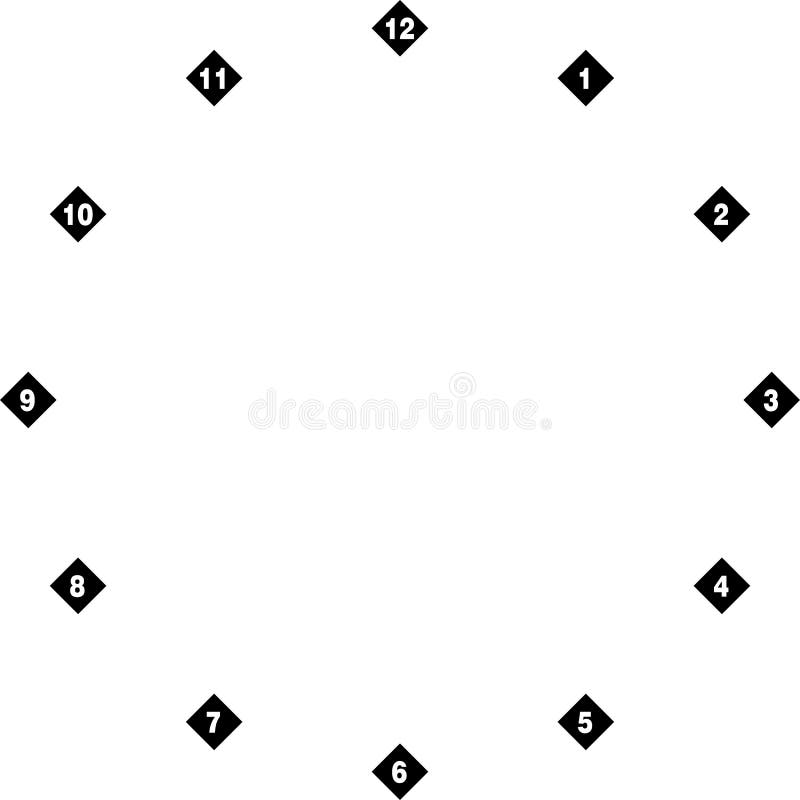 Clock Dial Negative Space Numbers on Diamond Designer Cut Stock Vector ...