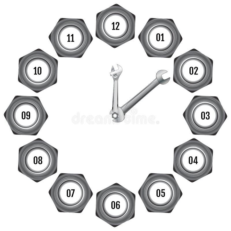 Clock Dial Out of Screw-nut and Wrenches Arrow Stock Vector ...