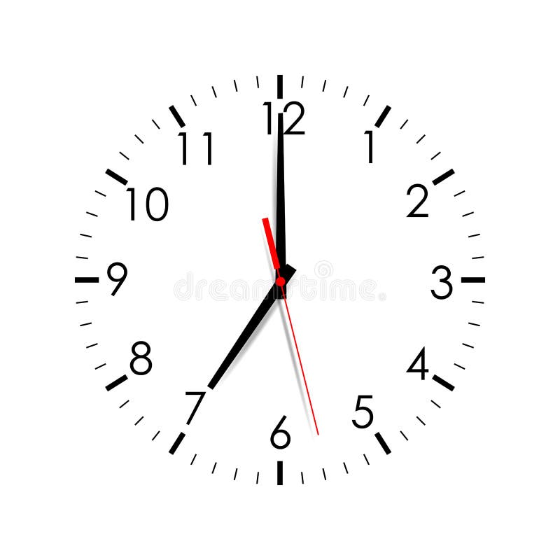 Clock Dial Shows 7:00 Isolated on White Background Stock Vector ...