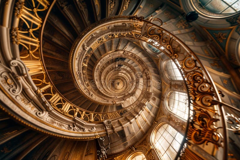 Clock Dial Twisted into a Long Spiral Staircase, Clock Stock Image ...