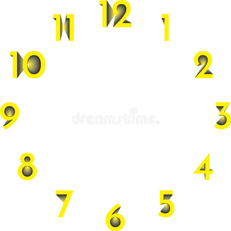 Clock Dial Big Numbers Black Rectangle Signs Pointing Negative Space ...