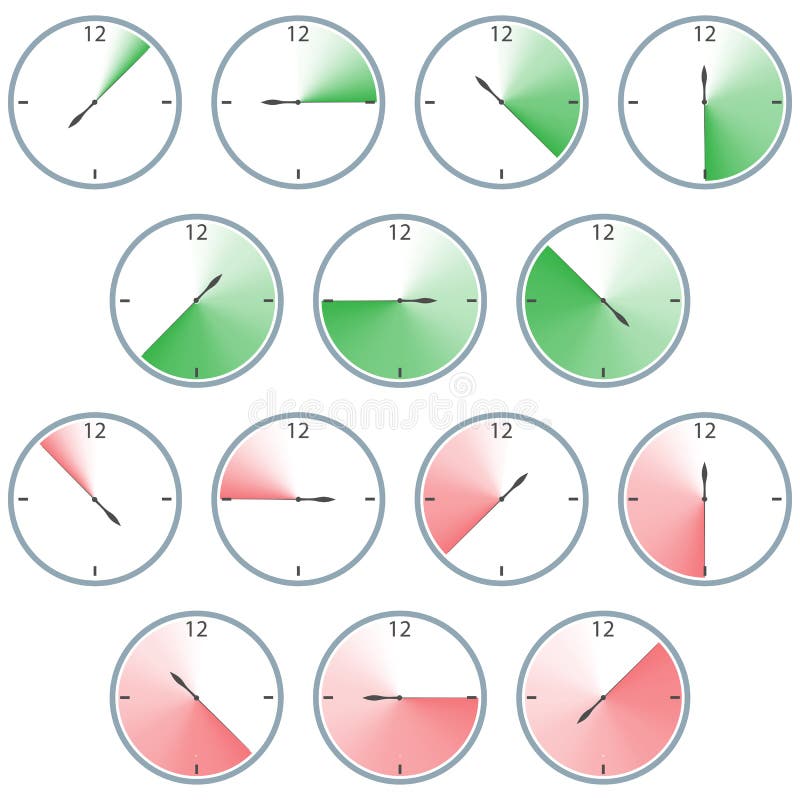 Clock with Different Color Time Stock Illustration - Illustration of ...