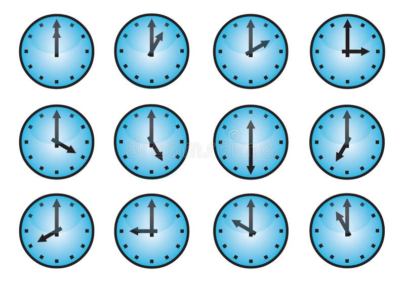 Clock Different Times Stock Illustrations – 306 Clock Different Times ...