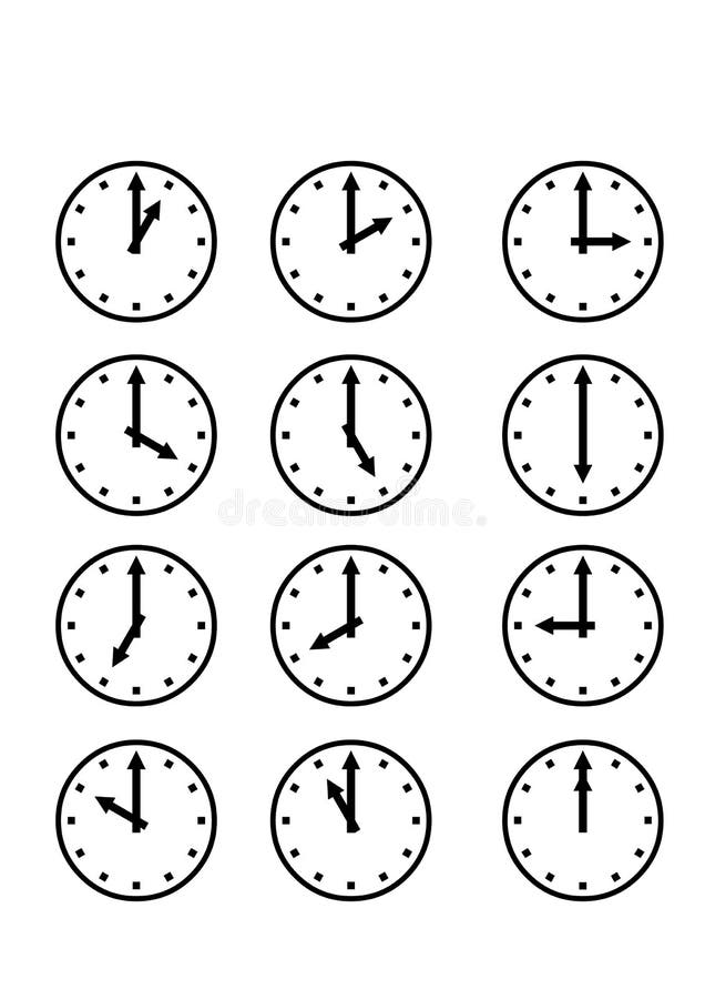 Clock Different Times Stock Illustrations – 357 Clock Different Times ...