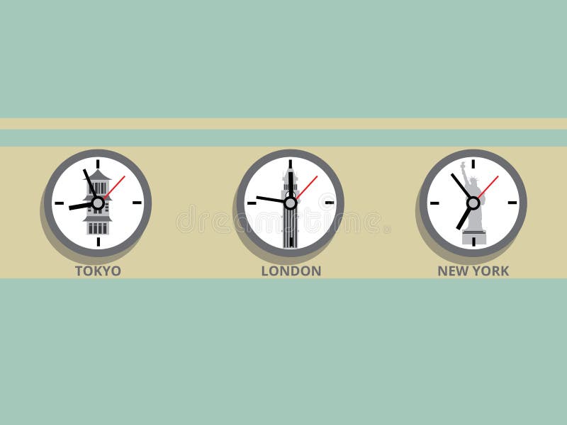 Clock in Different Time Zones Cartoon Vector Stock Vector ...