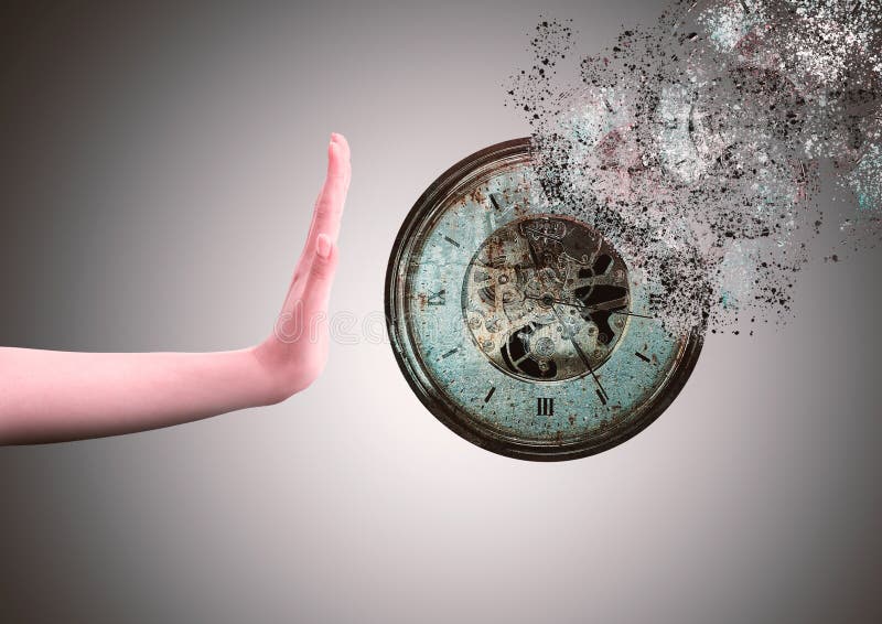 Clock Disintegrating, Resisting the Passage of Time Stock Image - Image ...