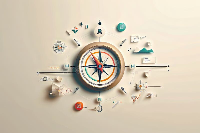 Clock Displaying Time with a Compass Design on the Face Stock ...