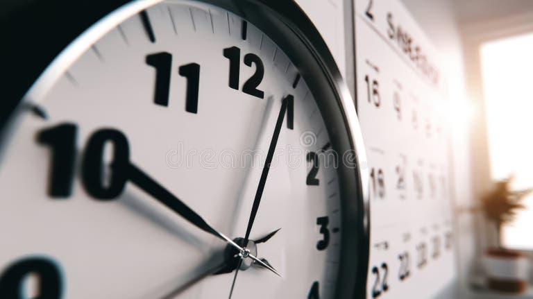 The Clock Displaying Time in a Modern Office Environment with a ...