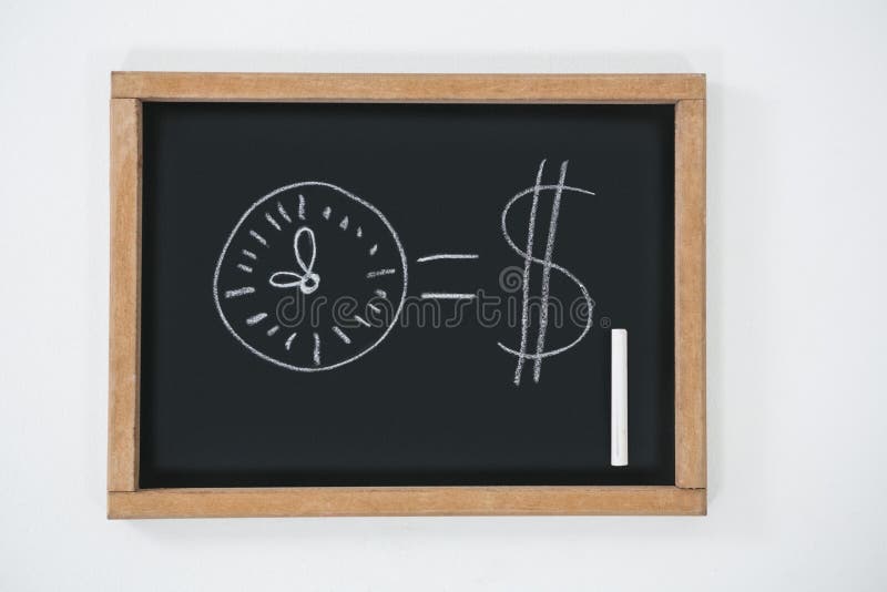 Clock and Dollar Sign Drawn on Slate Stock Photo - Image of symbol ...