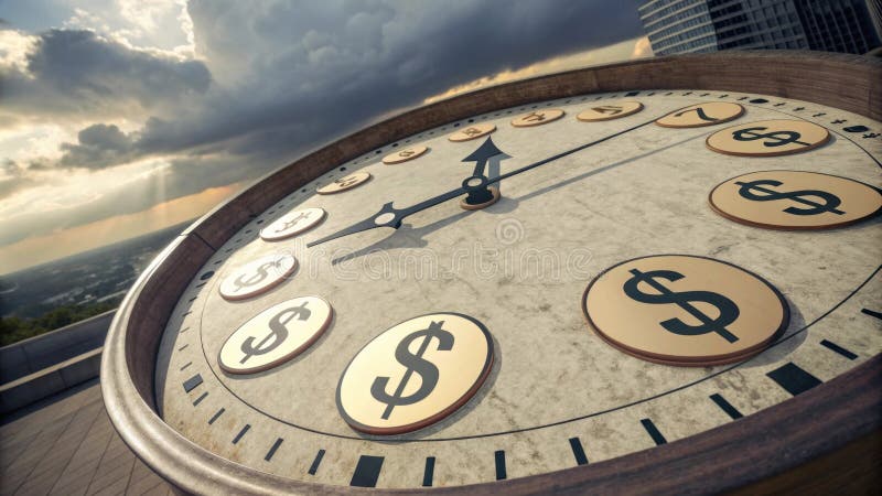 Clock with Dollar Signs a Clock Face with Dollar Signs instead of ...