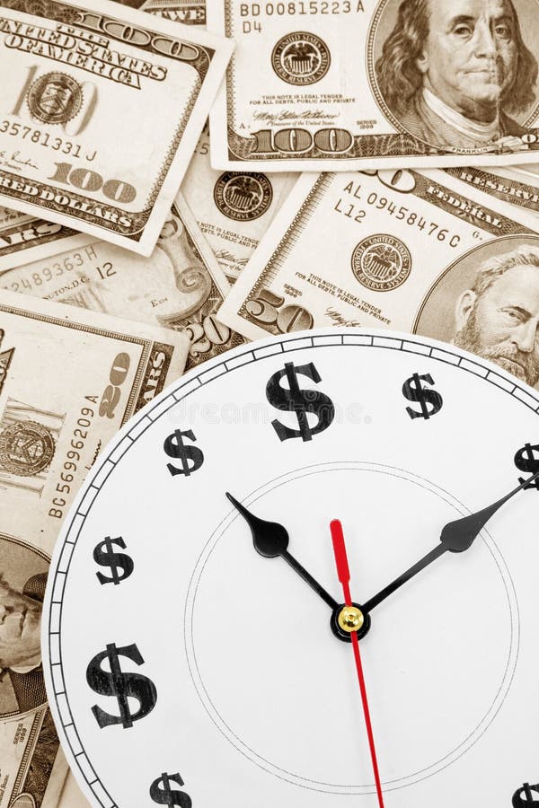 Clock and dollars stock image. Image of opportunity, minute - 2100985