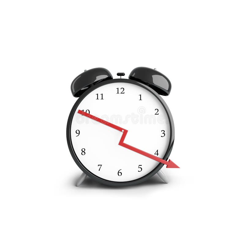 Clock with down arrow stock illustration. Illustration of success ...