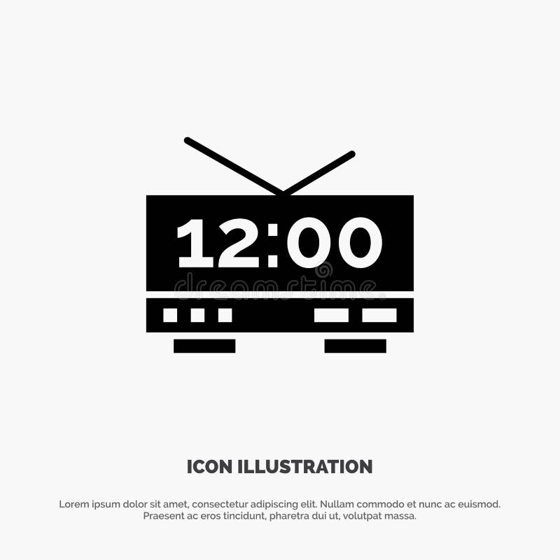 Clock, Electric, Time, Machine Solid Black Glyph Icon Stock Vector ...