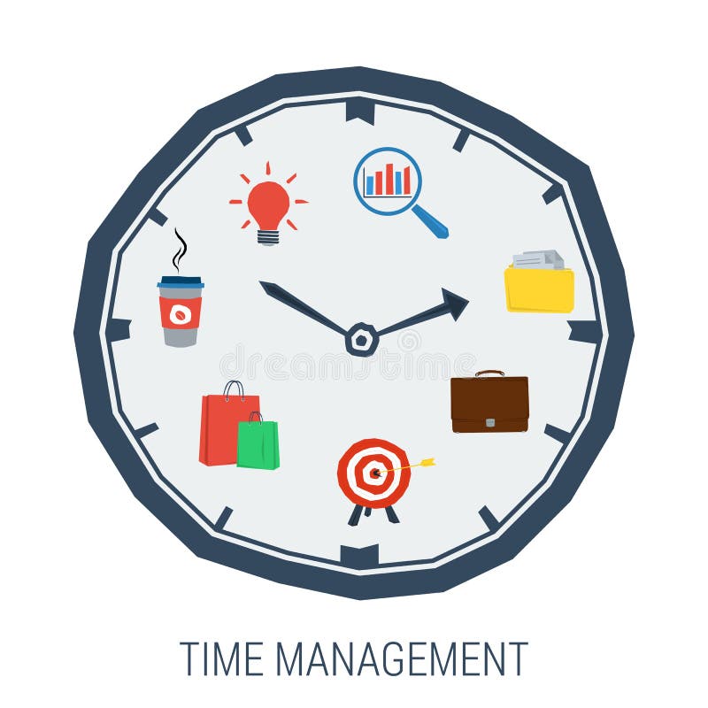 Clock with Elements Inside Concept Time Management Stock Illustration ...
