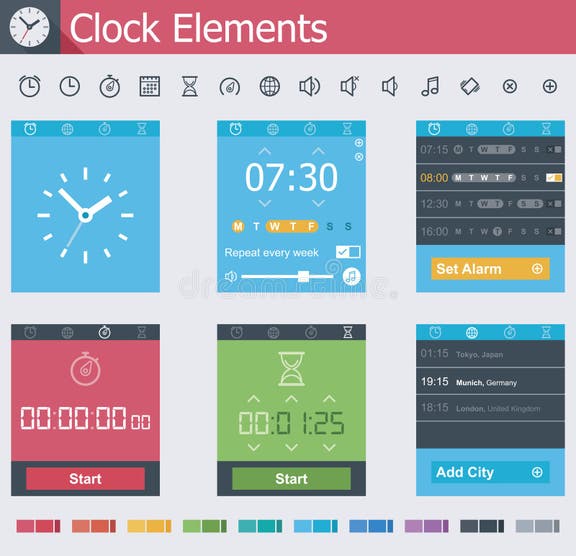 Clock elements stock vector. Illustration of vibration - 35670190