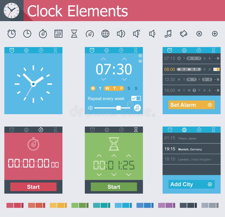 Clock elements stock vector. Illustration of vibration - 35670190