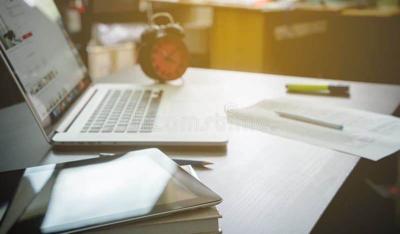 The Clock on Empty Office Table after Work Stock Photo - Image of watch ...
