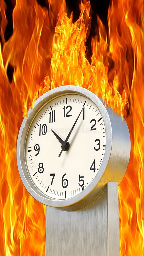 Clock engulfed in flames stock image. Image of artistic - 355606585