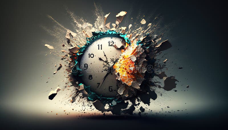 A Clock is Exploding, No Time Left in Life, Special Artwork, Generative Ai Technology Stock ...